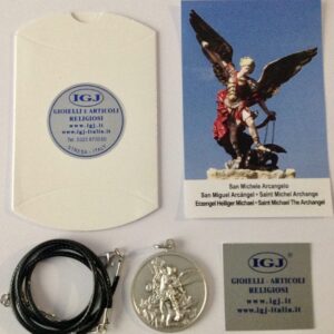 Saint Michael The Archangel Silver Tone Medal - BIg Size - 32 mm - Made in HIGH RELIEF