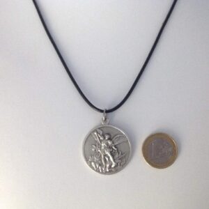 Saint Michael The Archangel Silver Tone Medal - BIg Size - 32 mm - Made in HIGH RELIEF