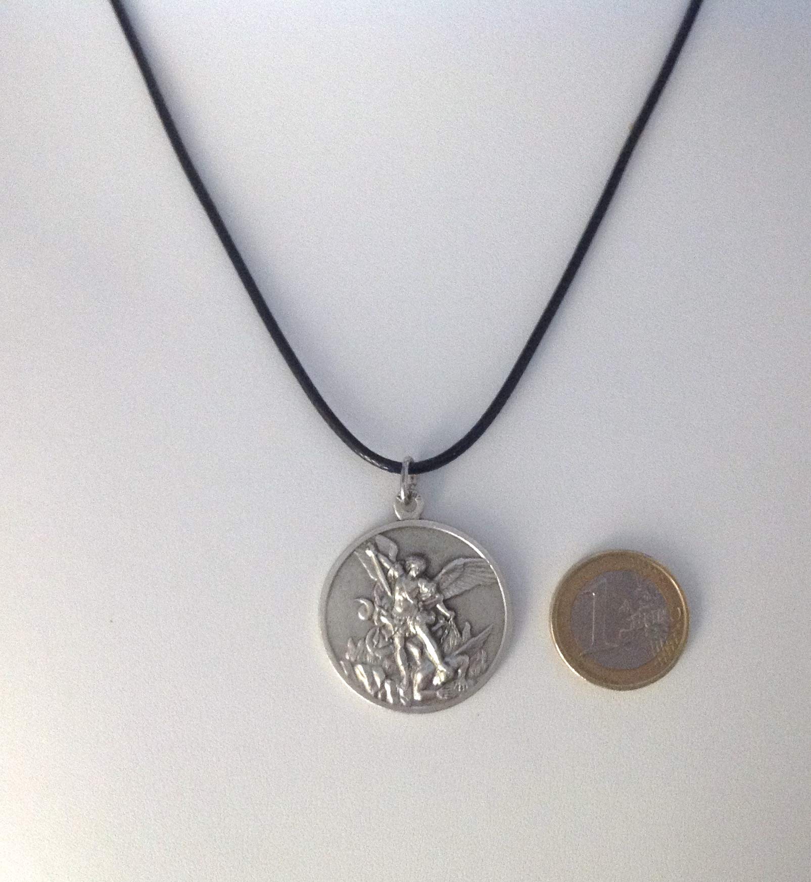 Saint Michael The Archangel Silver Tone Medal - BIg Size - 32 mm - Made in HIGH RELIEF