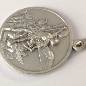 Saint Michael The Archangel Silver Tone Medal - BIg Size - 32 mm - Made in HIGH RELIEF