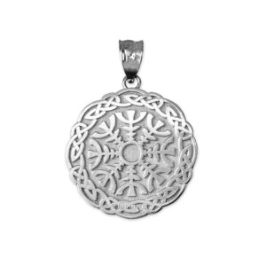 la blingz 14k white gold viking compass women's pendant