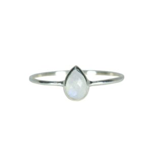 pura vida silver teardrop moonstone ring size 6 - .925 sterling silver ring