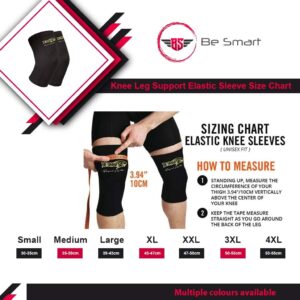 Be Smart Elastic Knee Sleeve Support Brace for Joint Pain Injury Sprain Knee Cap Compress (Single, X-Large)