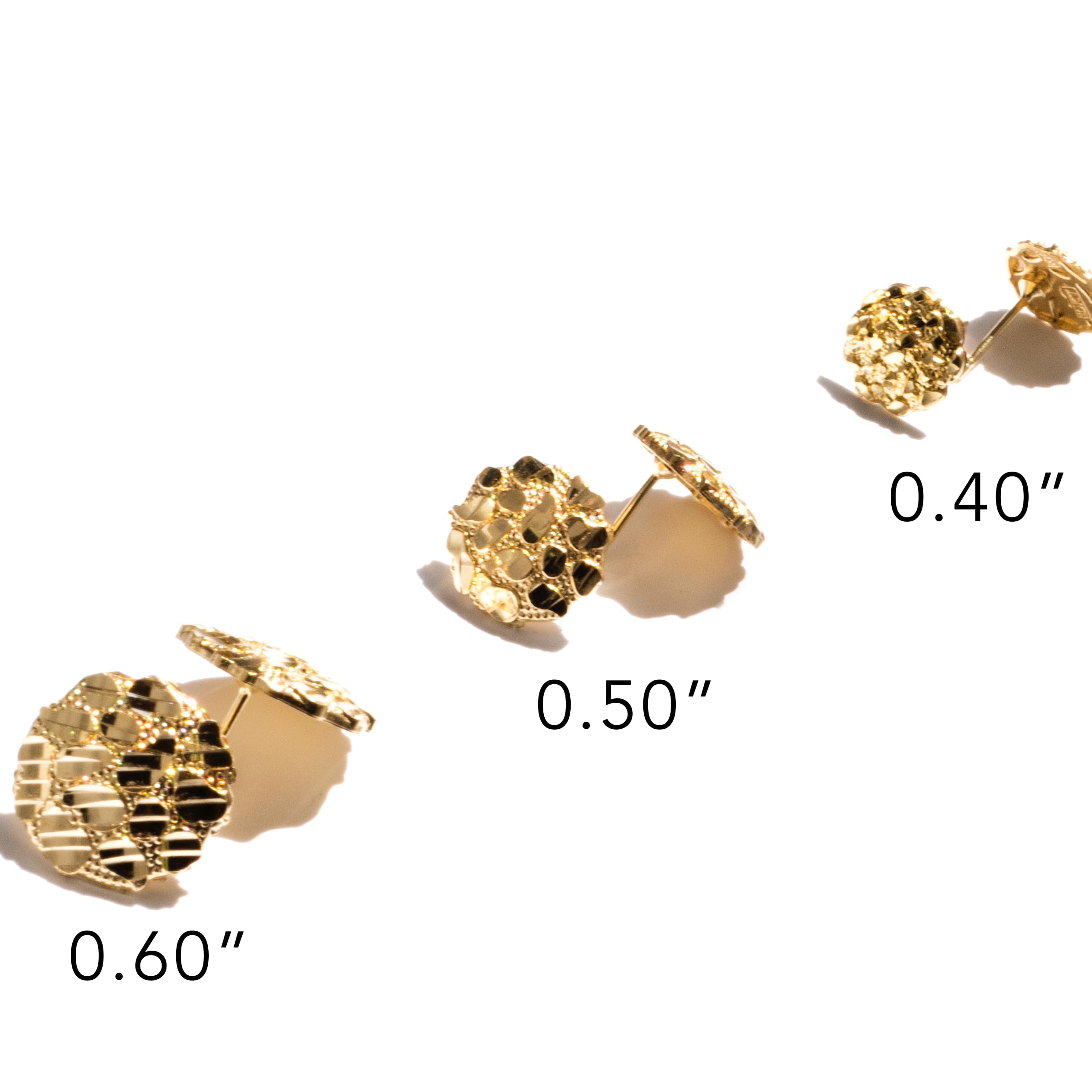 LoveBling 10k Yellow Gold Round Nugget Stud Earrings (.40")