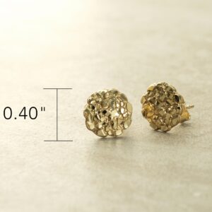 LoveBling 10k Yellow Gold Round Nugget Stud Earrings (.40")