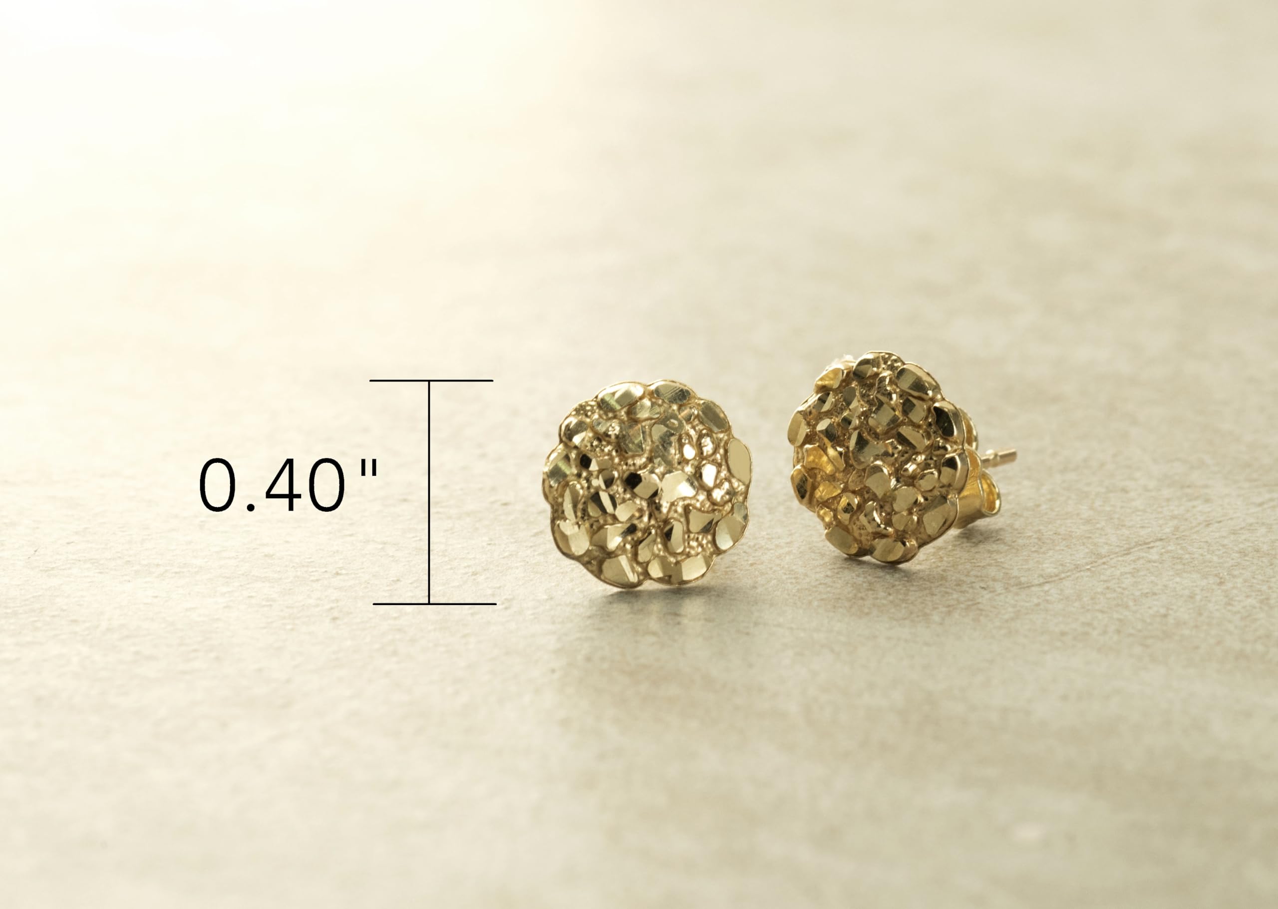 LoveBling 10k Yellow Gold Round Nugget Stud Earrings (.40")