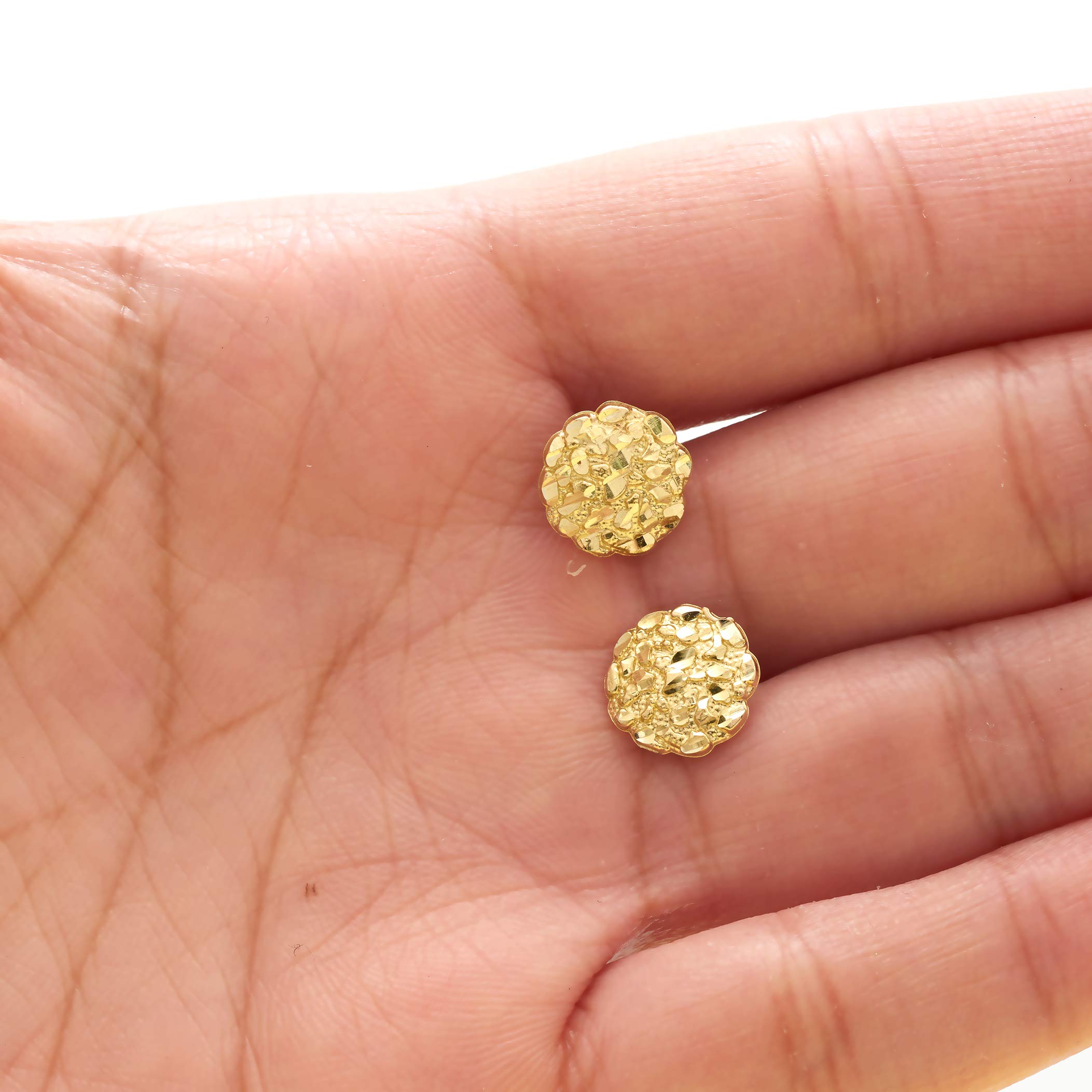 LoveBling 10k Yellow Gold Round Nugget Stud Earrings (.40")