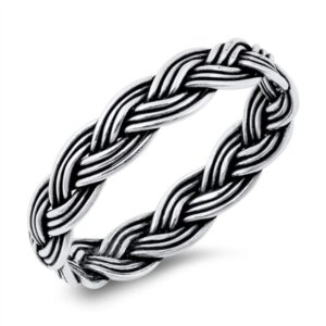 closeoutwarehouse 925 sterling silver oxidized braided band ring size 6