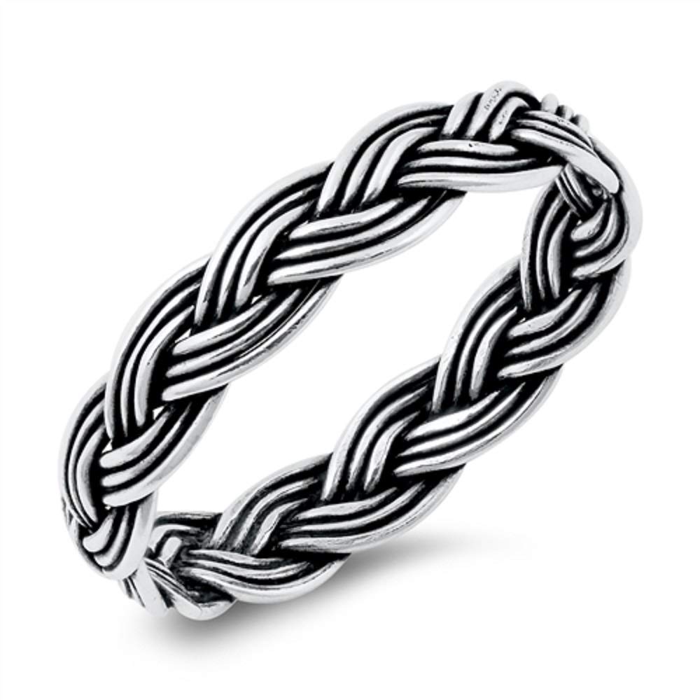 CloseoutWarehouse 925 Sterling Silver Oxidized Braided Band Ring Size 6