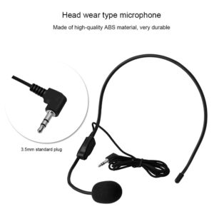 Bewinner Mini 3.5mm Head-Mounted Wired Microphone Condenser MIC for Voice Amplifier Speaker Compatible with Phone, pad, Android & Windows Smartphones and Tablet