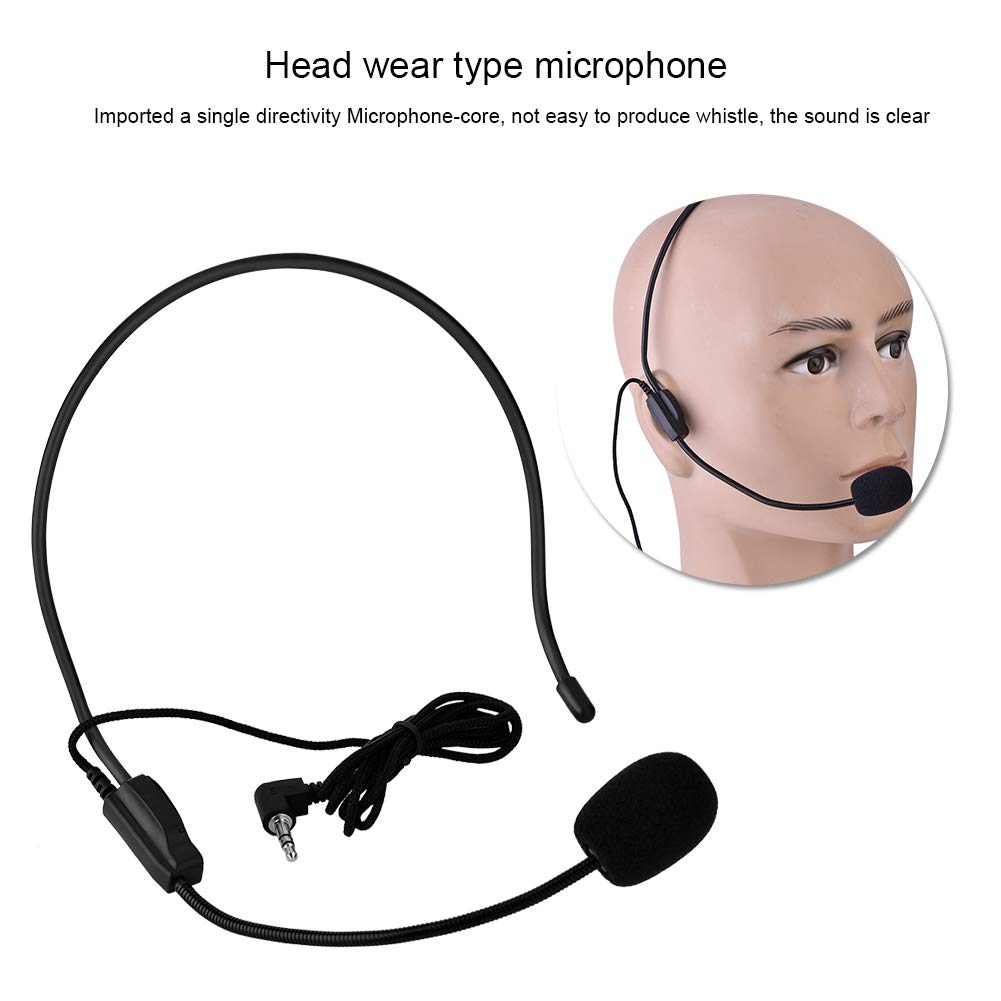 Bewinner Mini 3.5mm Head-Mounted Wired Microphone Condenser MIC for Voice Amplifier Speaker Compatible with Phone, pad, Android & Windows Smartphones and Tablet