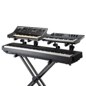 On-Stage KSA8500 Deluxe Keyboard Tier (for Stacking Keyboards, Electric Pianos, Synths, and Organs on X-Style Stands, 66 lb Capacity, Adjustable Length, Arm Depth, Height, and Tilt, Metal, Black)