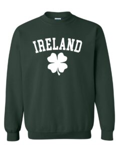 allntrends adult sweatshirt ireland 4 leaf clover lucky st patrick's irish top (l, forest green)