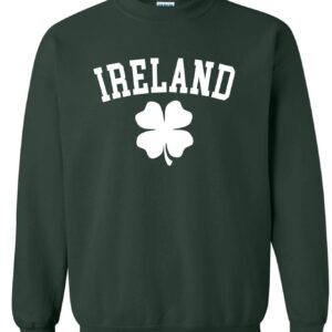 ALLNTRENDS Adult Sweatshirt Ireland 4 Leaf Clover Lucky St Patrick's Irish Top (L, Forest Green)