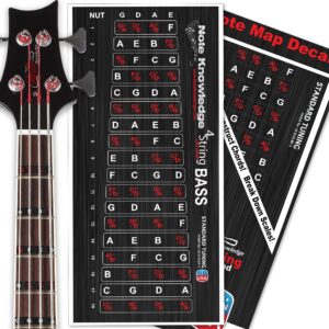 "left-handed" bass guitar fretboard note map decals/stickers