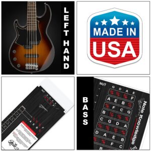 "Left-Handed" Bass Guitar Fretboard Note Map Decals/Stickers