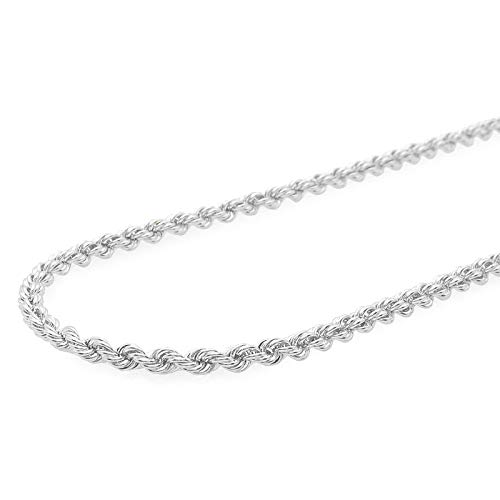 Verona Unisex Italian 925 Sterling Silver 4MM Diamond Cut Solid Rope Chain Necklace 26 Inch