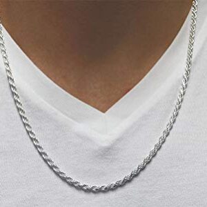 Verona Unisex Italian 925 Sterling Silver 4MM Diamond Cut Solid Rope Chain Necklace 26 Inch