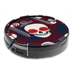 mightyskins skin compatible with shark ion robot r85 vacuum minimum coverage - skulls n roses | protective, durable, and unique vinyl wrap cover | easy to apply, remove | made in the usa