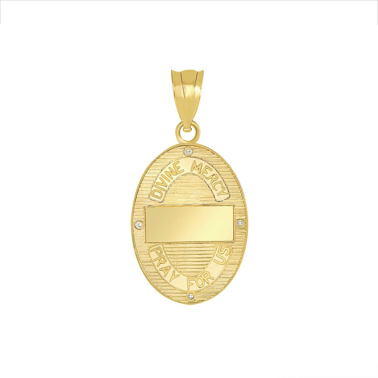 Exquisite 10k Yellow Gold Oval Divine Mercy Of Jesus Medal Diamond Pendant