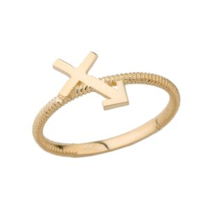 calirosejewelry yellow gold 10k sagittarius zodiac astrology horoscope rope ring (size 7.25)