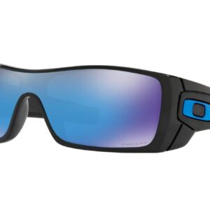 Oakley Batwolf Sunglasses (Polished Black Frame, Prizm Sapphire Lens) with Lens Cleaning Kit and Country Flag Microbag