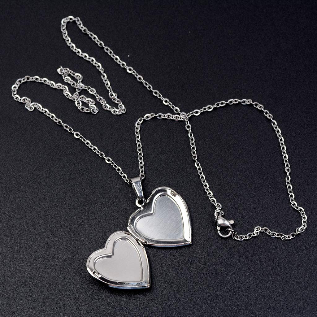 FM FM42 Temperature Sensing Color Changing Heart Openable Locket Pendant Necklace with 19.29" Stainless Steel Rolo Chain ZN1130