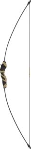 barnett quicksilver recurve bow, youth bow ages 5-8, with 2 fiberglass arrows, in mossy oak bottomland camo