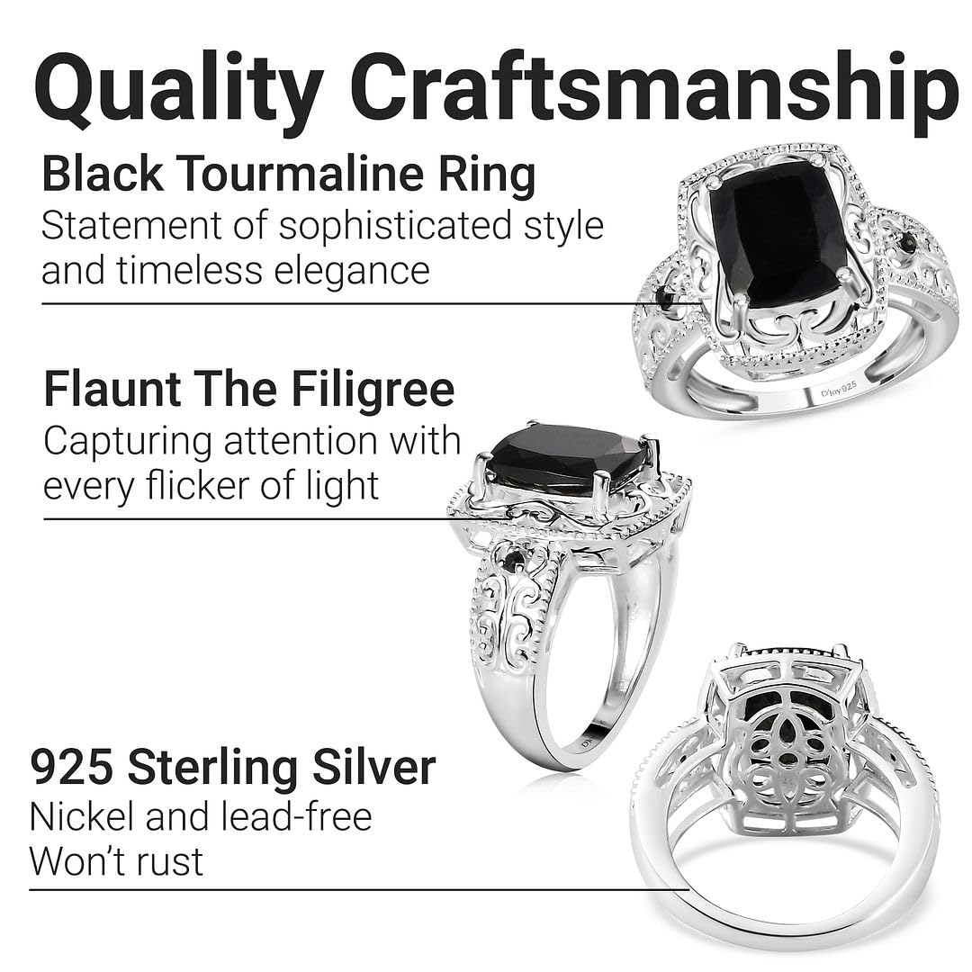 Shop LC Statement Ring for Women 925 Sterling Silver Black Tourmaline Black Spinel Jewelry Gifts for Women Size 8 Ct 2.49 Birthday Gifts