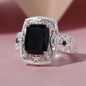 Shop LC Statement Ring for Women 925 Sterling Silver Black Tourmaline Black Spinel Jewelry Gifts for Women Size 8 Ct 2.49 Birthday Gifts