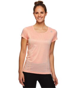 reebok womens mini burnout basic t-shirt, pink, x-small