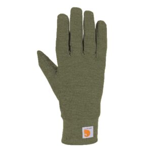 carhartt mens heavyweight force liner cold weather gloves, burnt olive heather, large us