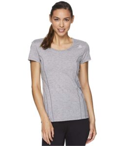 reebok womens linear marled basic t-shirt, grey, small