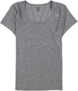 reebok womens fitted marled basic t-shirt, grey, medium