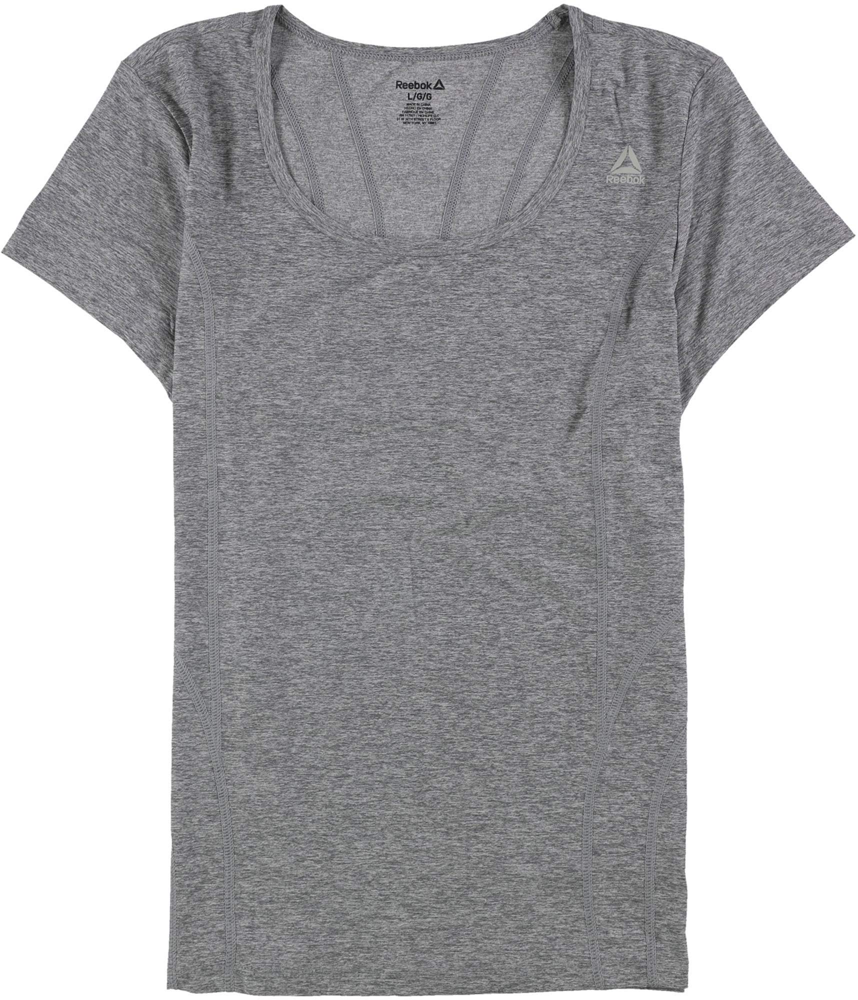 Reebok Womens Fitted Marled Basic T-Shirt, Grey, Medium