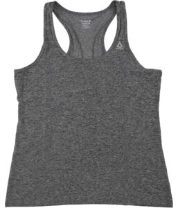 reebok womens marled jersey racerback tank top, black, medium