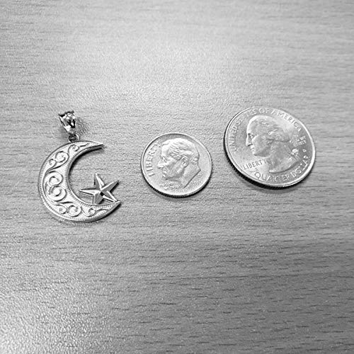 LA BLINGZ Sterling Silver Islamic Crescent Moon Pendant