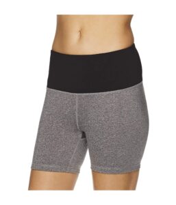 reebok womens fitted highrise athletic compression shorts, grey, large