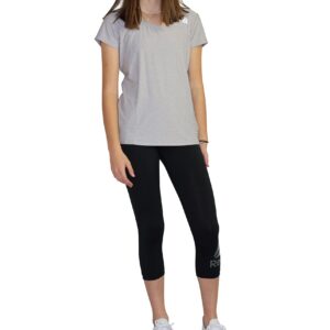 Reebok Womens Fitted Marled Basic T-Shirt, Grey, X-Large