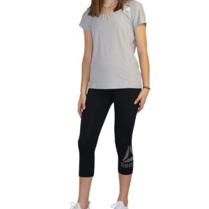 Reebok Womens Fitted Marled Basic T-Shirt, Grey, X-Large