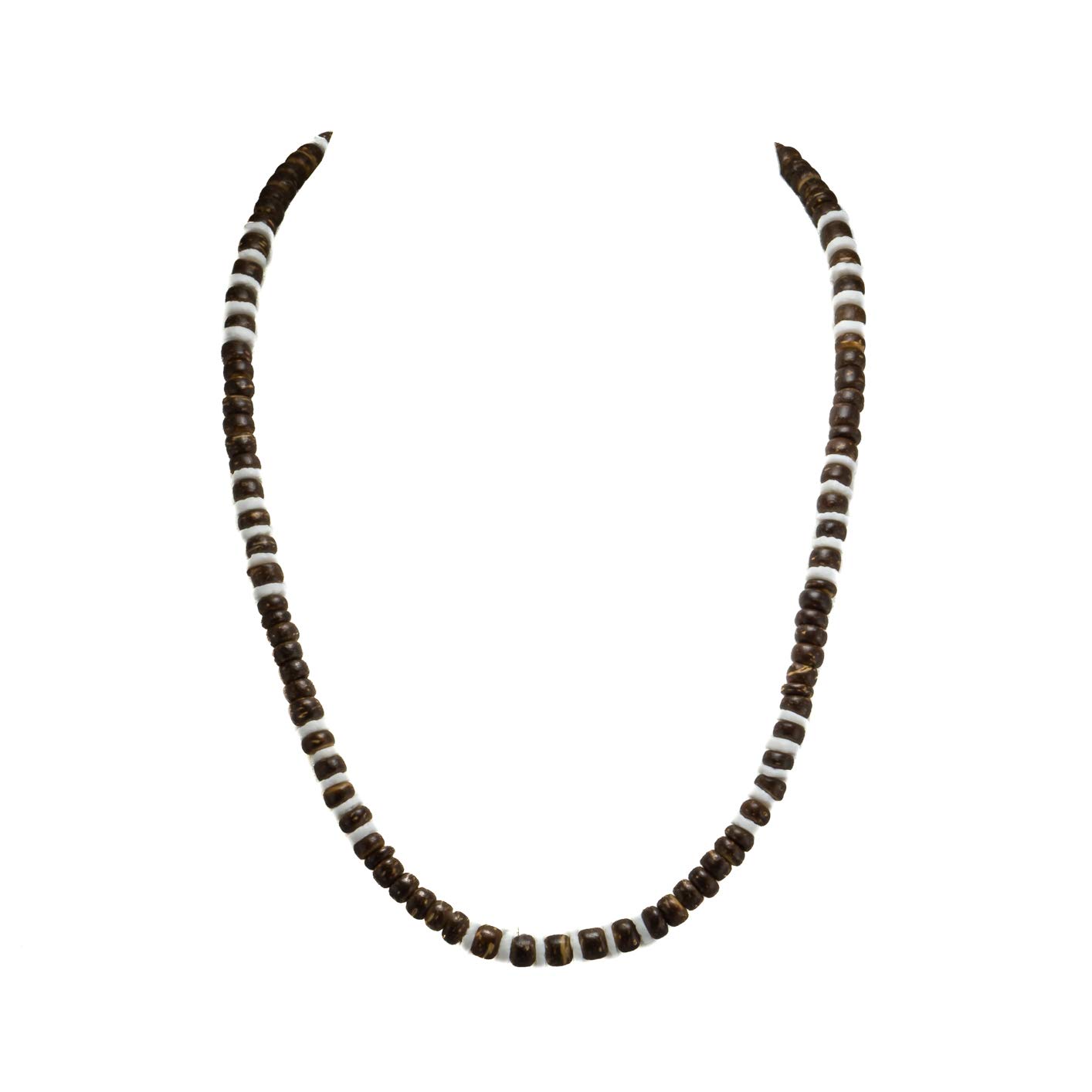 BlueRica Brown Coconut & Puka Shell Beads Necklace (18")