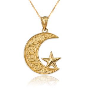 la blingz 10k yellow gold islamic crescent moon pendant necklace (20)