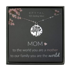 efytal gifts for mom, sterling silver tree of life necklace for women, mothers day gifts, mom birthday gifts