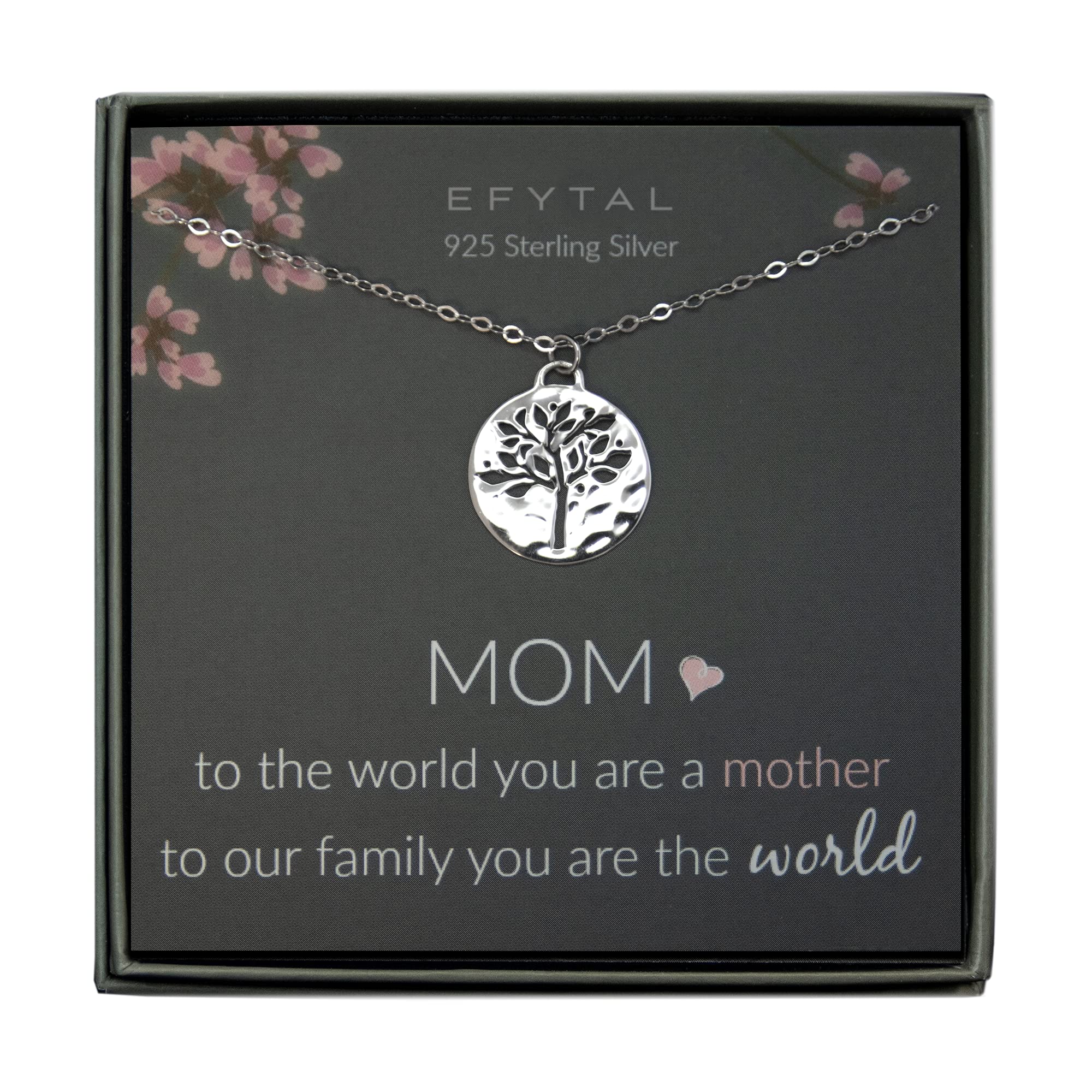 EFYTAL Gifts for Mom, Sterling Silver Tree of Life Necklace For Women, Mothers Day Gifts, Mom Birthday Gifts