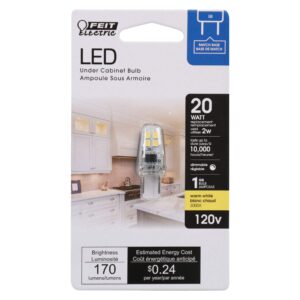 feit bp20g8/830/led 170 lumen 3000k dimmable led g8, 120 volts