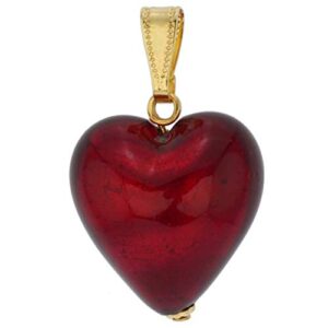 glass of venice murano glass blown red heart pendant necklace for women - handmade in italy