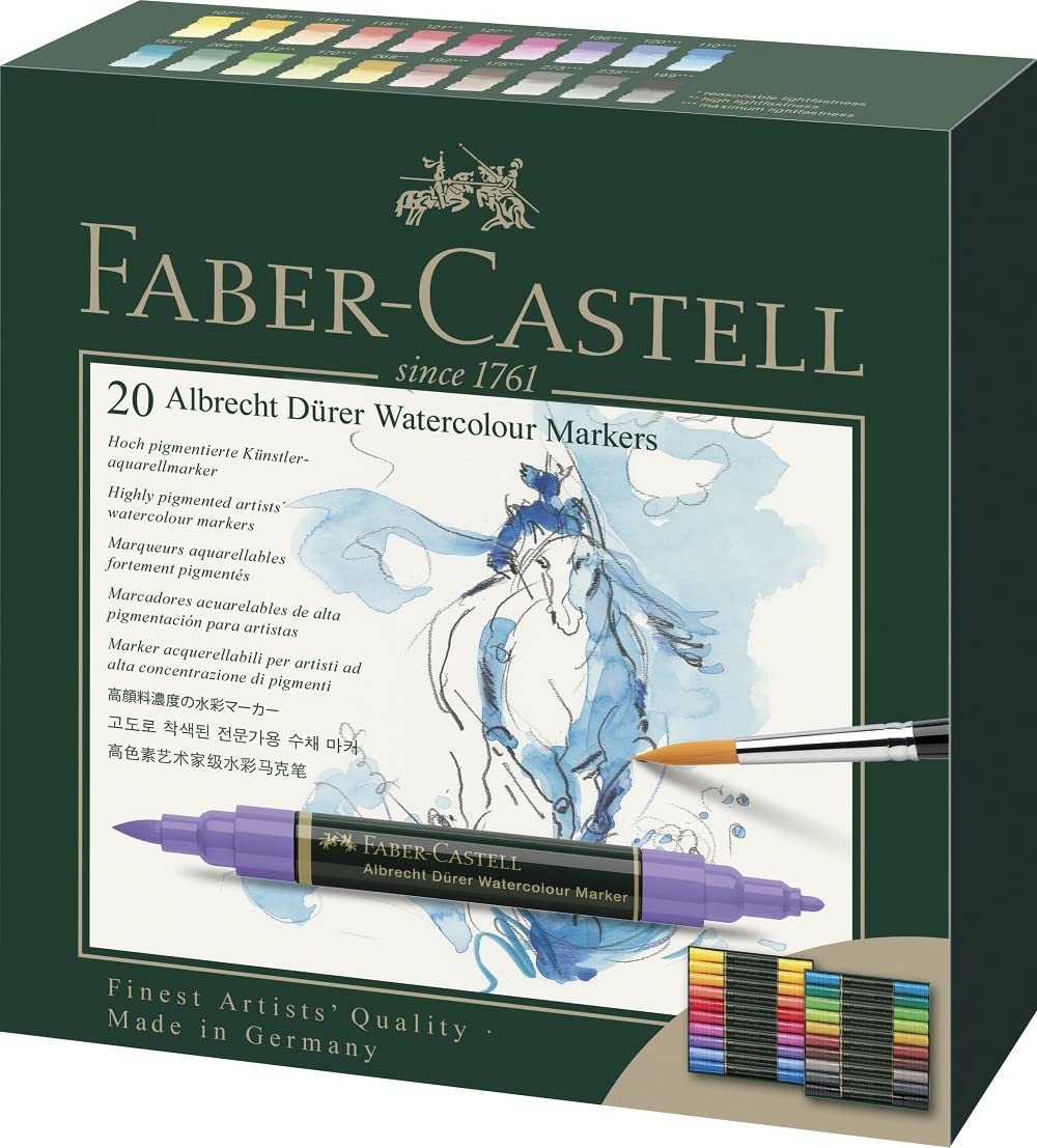 Faber-Castell Albrecht Durer Watercolor Markers - Wallet of 20, Watercolor Dual Tip Markers