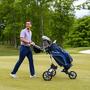 Bag Boy Nitron 3 Wheel Golf Push Cart, Easy 1 Step Open and Fold, Scorecard Console, Beverage Holder, Mobile Device Holder, Handle Mounted Parking Brake