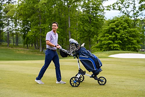 Bag Boy Nitron 3 Wheel Golf Push Cart, Easy 1 Step Open and Fold, Scorecard Console, Beverage Holder, Mobile Device Holder, Handle Mounted Parking Brake