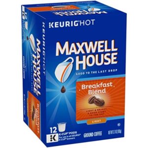 Maxwell House Breakfast Blend Ground Coffee, Light Roast K-Cup Pods 12 count (Pack of 1)